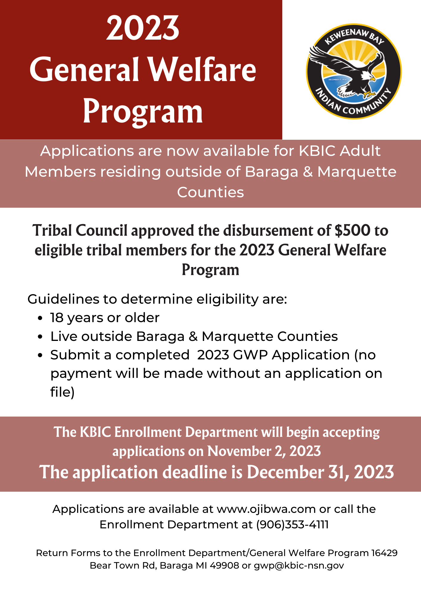 General Welfare Program - Keweenaw Bay Indian Community